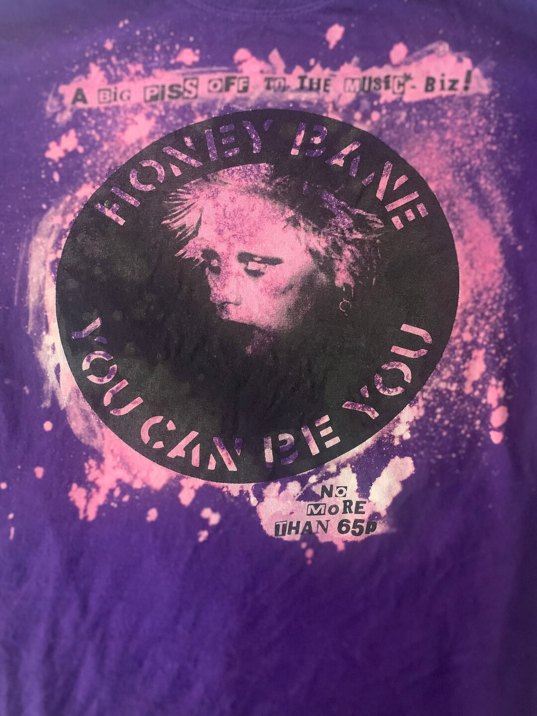 Honey Bane Bleach Dyed XL Long Sleeve Purple Shirt Crass Records Punk ...