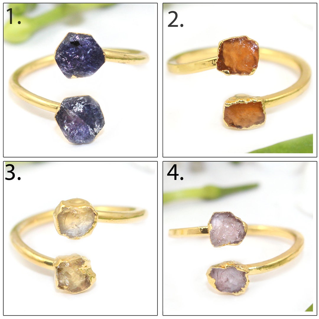 Timeless Beauty Real Raw Gemstone Rings, Natural Blue Sapphire Rings ...