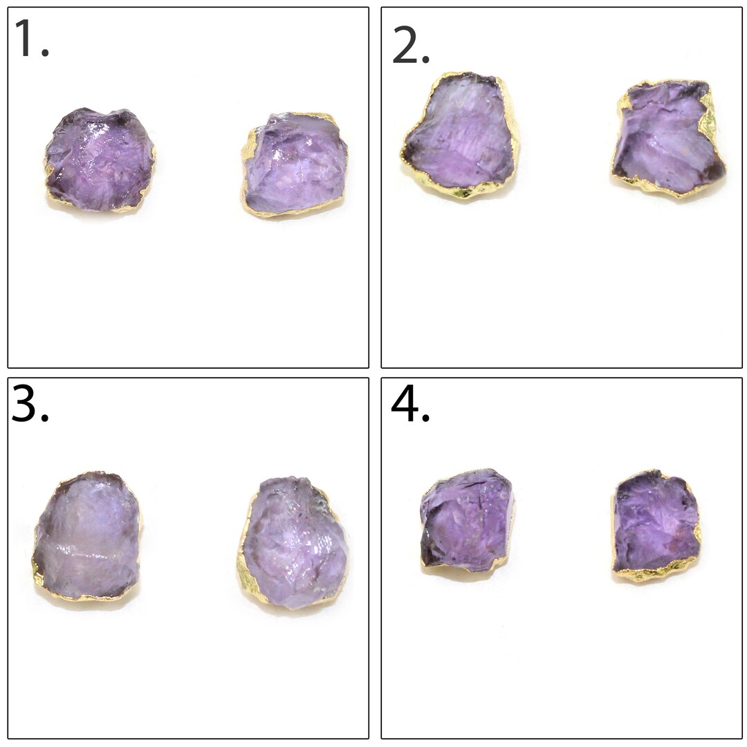 Natural Raw Amethyst Studs, Tiny Amethyst Gemstones, Minimalist Crystal ...
