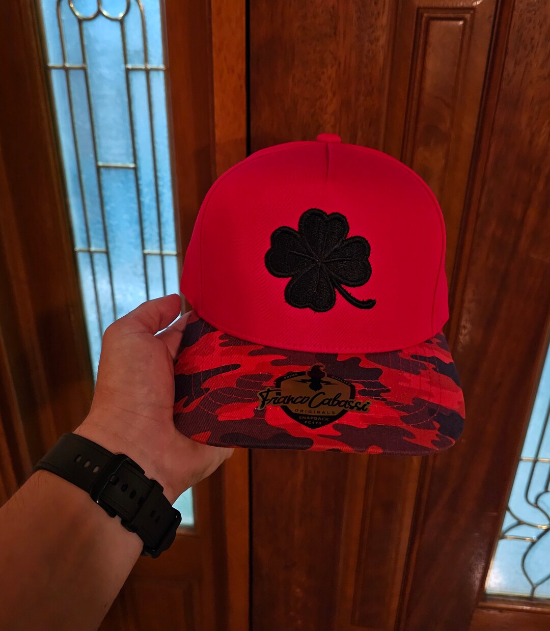 Gorra Belica Snapback Hat Trebol Buena Suerte Good Luck Red Camo Clover ...
