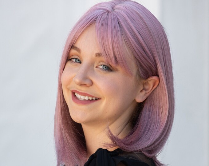 Pink Wig With Bangs Ash Pink Short Bob Wig Cosplay Wig Pink Wigs Drag ...