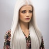 Wavy White Silver Long Wig Lace Front Wig 13" X 4" Large Lace Top Wig ...
