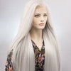 Wavy White Silver Long Wig Lace Front Wig 13 X 4 Large Lace Top Wig ...