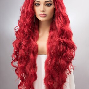 Red Wig Long Lace Front Wig Little Mermaid Wig Aquaman Mera Cosplay Wig ...