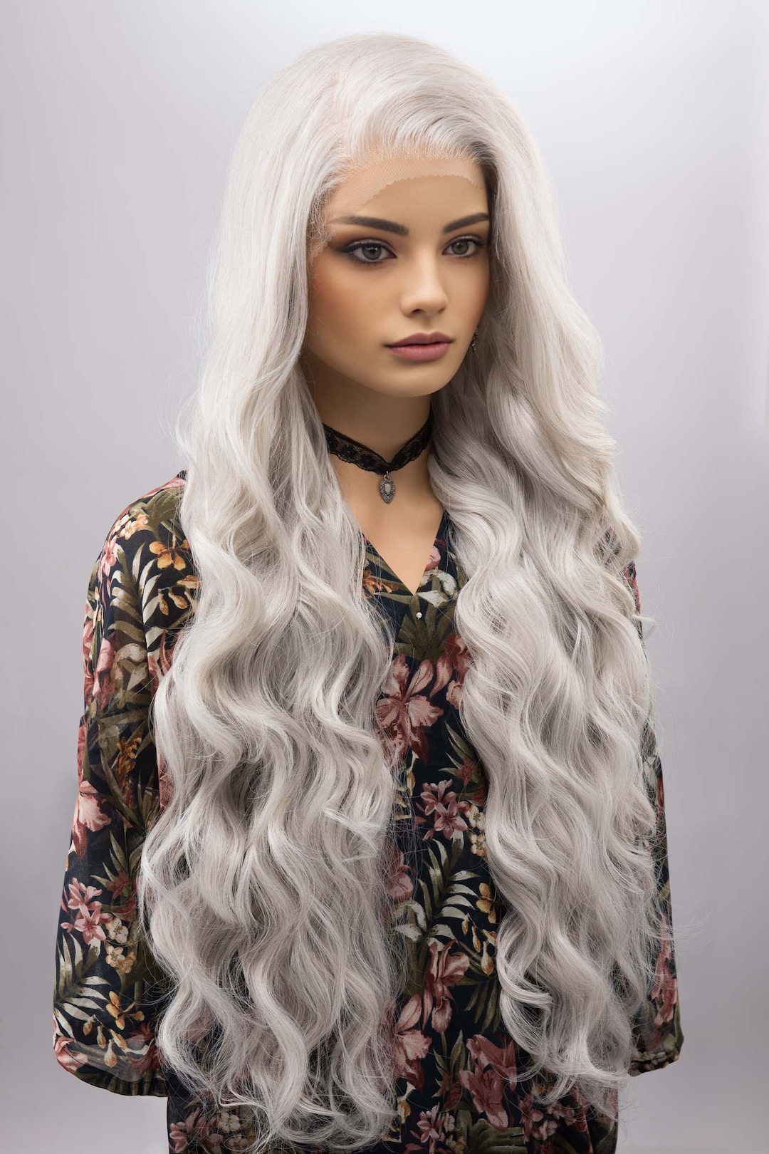 Silver Grey White Elf Wig Silver Lace Wig 13" X 4" Large Lace Top Wig ...