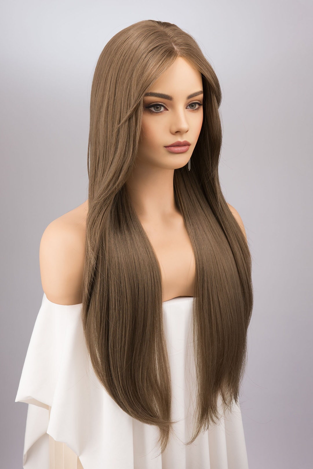 Ash Brown Wig Straight Medium Brown Small Lace Wig Elsie - Etsy