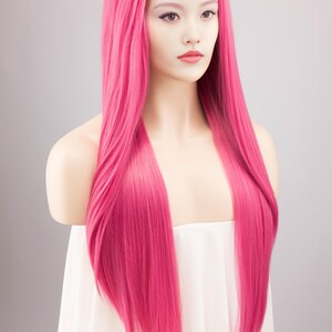 Hot Pink Straight Long Lace Front Wig Kpop Demon Hunter Inspired ...