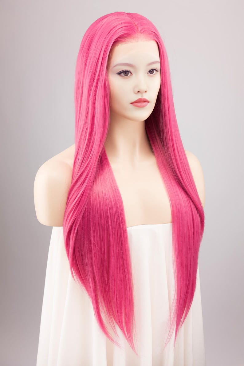 Hot Pink Straight Long Lace Front Wig Kpop Demon Hunter Inspired ...