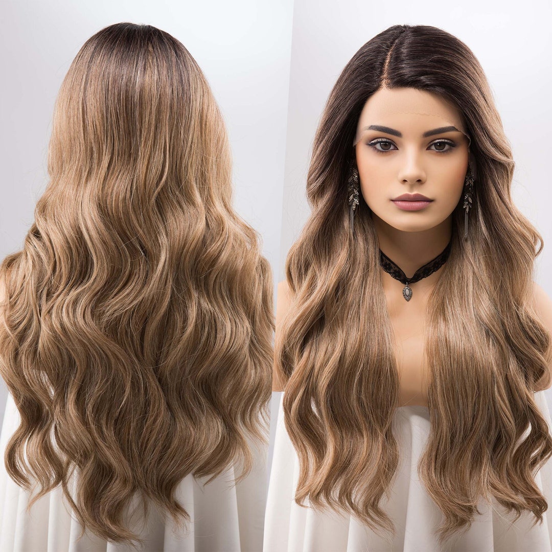 Ash Balayage Blonde Wig Golden Ash Blonde Lace Front Wig Ombre Blonde ...