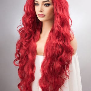 Red Wig Long Lace Front Wig Little Mermaid Wig Aquaman Mera Cosplay Wig ...