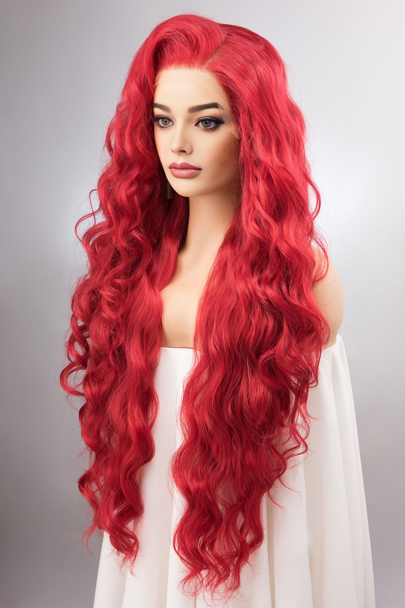 Red Wig Long Lace Front Wig Little Mermaid Wig Aquaman Mera Cosplay Wig ...