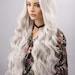 Wavy White Silver Long Wig Lace Front Wig 13" X 4" Large Lace Top Wig ...