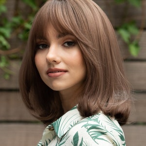 Dark Brown Wig With Pastel Pink Undertone Brown Pink Ombre Wig Straight ...