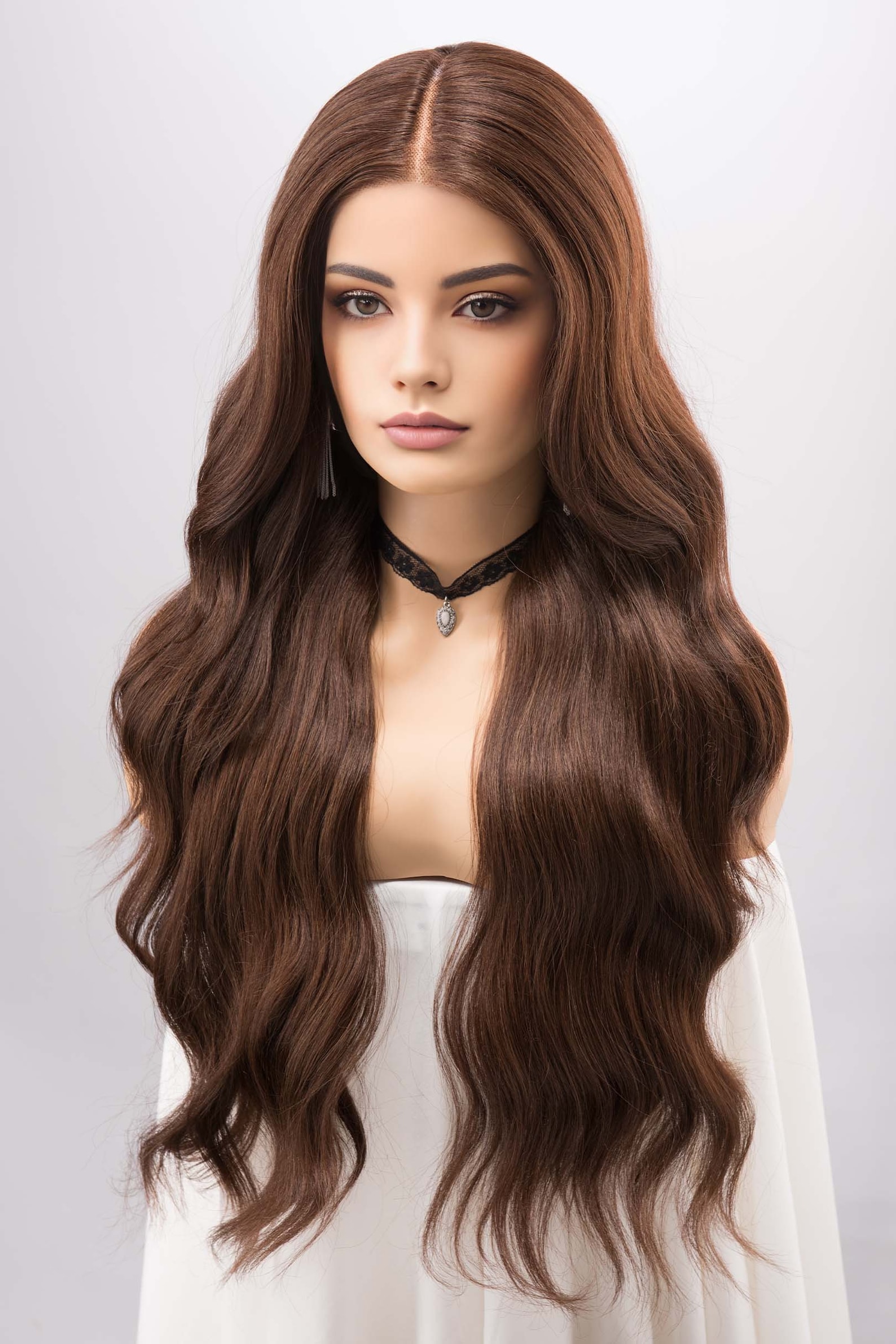 Chocolate Brown Wig Dark Brown Lace Front Wig Long Wavy Brunette Wig ...