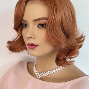 Ginger Wig Queen's Gambit Cosplay Wig Orange Wavy Small Lace Wig Beth ...