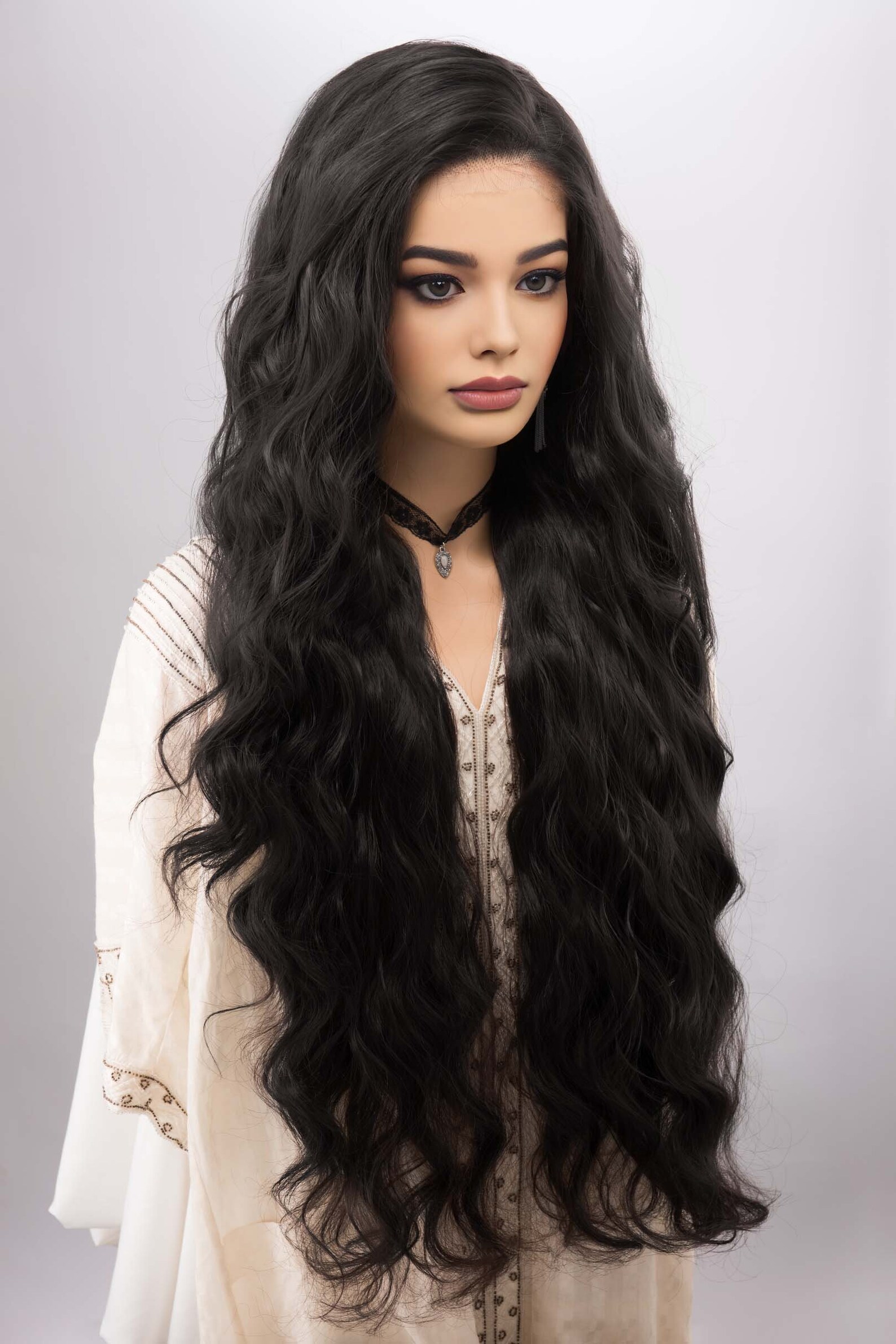Natural Black Wig 13 X 6 Large Base Lace Front Wig 32 Inches Wavy Long ...