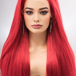 Red Wig Long Red Lace Wig Hollywood Glamour Wig Red Little Mermaid Wig ...