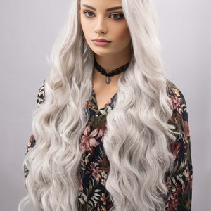 Silver Grey White Elf Wig Silver Lace Wig 13" X 4" Large Lace Top Wig ...