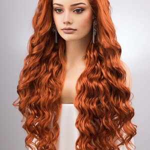 Ginger Red Wig Curly Golden Ginger Beach Waves Wig 13" X 6" Large Lace ...
