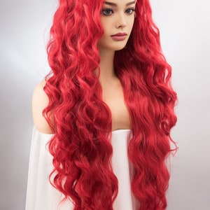 Red Wig Long Lace Front Wig Little Mermaid Wig Aquaman Mera Cosplay Wig ...