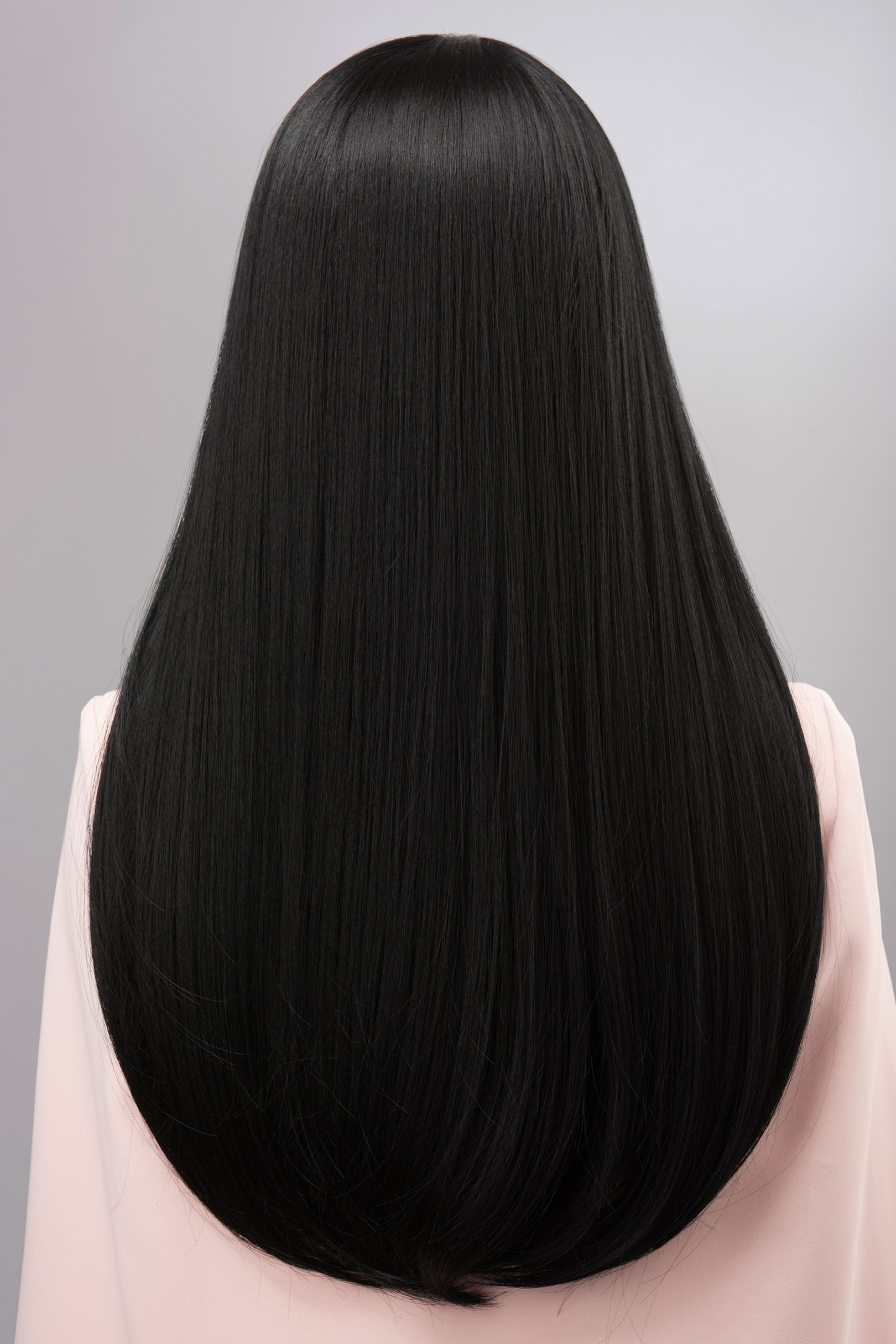 Black Wig With Bangs Silky Long Straight Hair Party Wig Cosplay Gothic ...