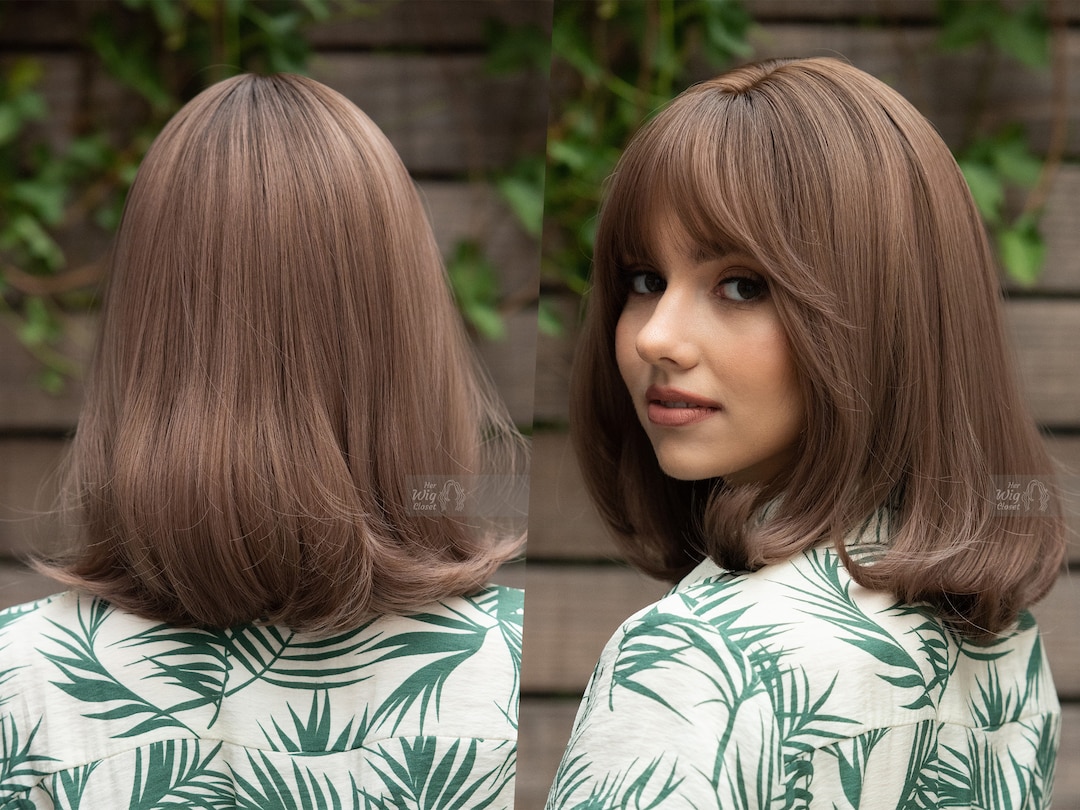 Dark Brown Wig With Pastel Pink Undertone Brown Pink Ombre Wig Straight ...