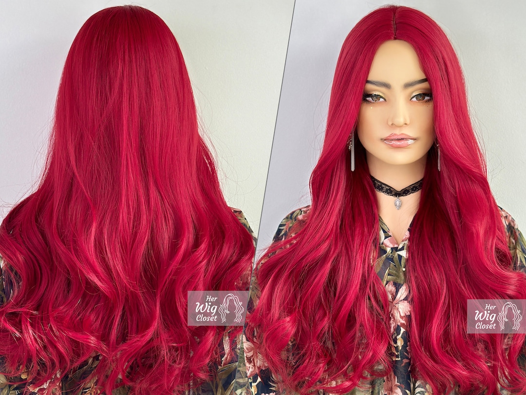 Red Hair Burgundy Wig Wine Long Wavy Wig Little Mermaid Cosplay Wig ...