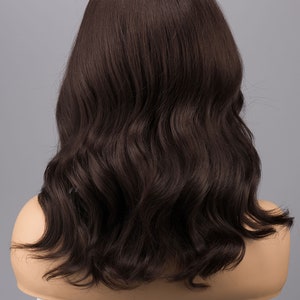 Dark Brown Wavy Lace Front Wig: Free Part, Heat Resistant Synthetic Wig ...