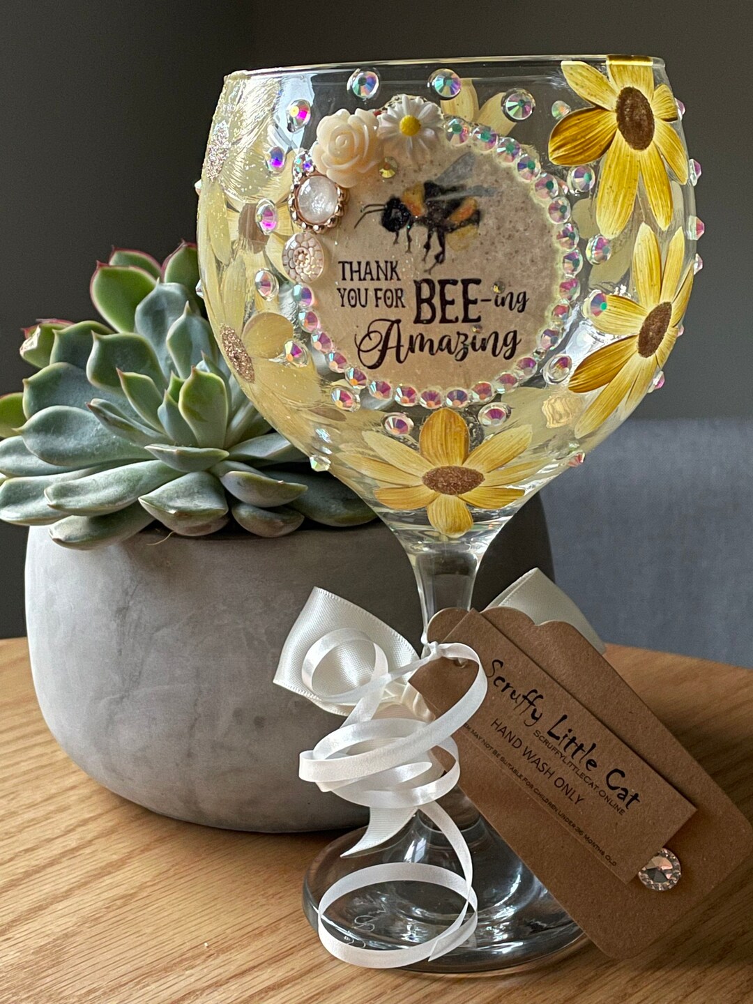 Hand Painted & Embellished Bee Gin Glass - Etsy