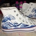 The Great Wave off Kanagawa hand painted onto converse high | Etsy
