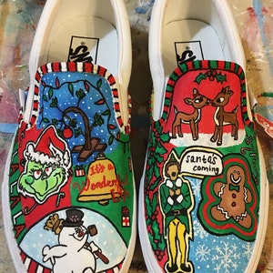 Custom Hand Painted Christmas Themed Vans - Etsy