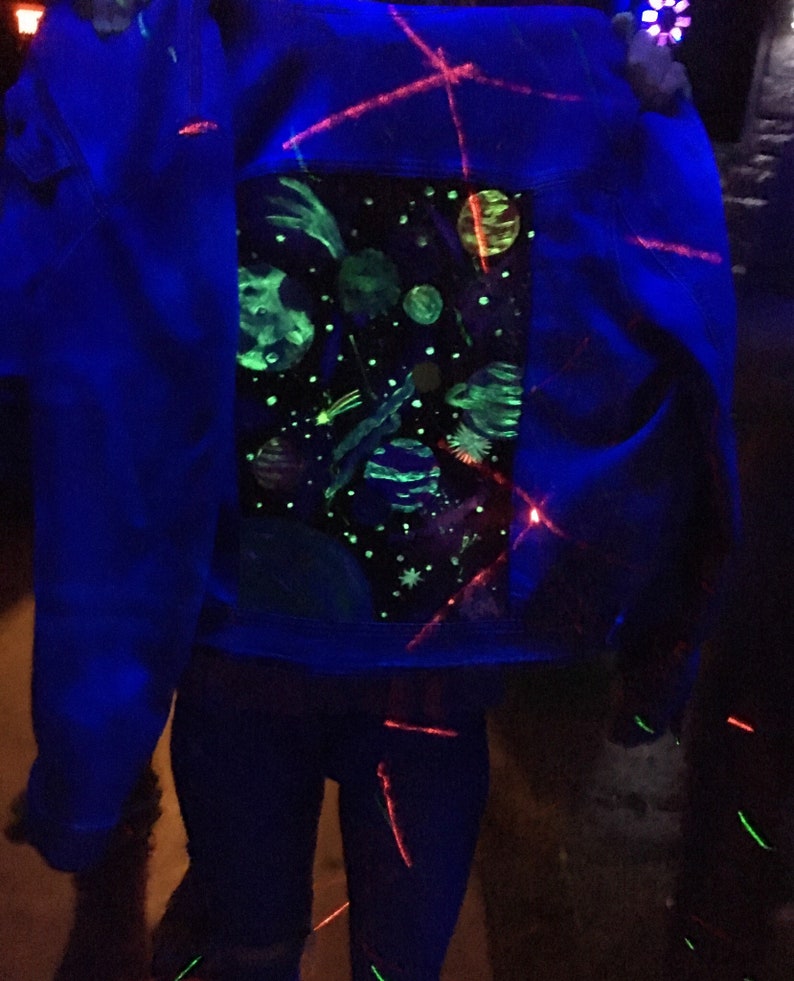 Glow in the Dark Hand Painted Space Jean Jacket - Etsy