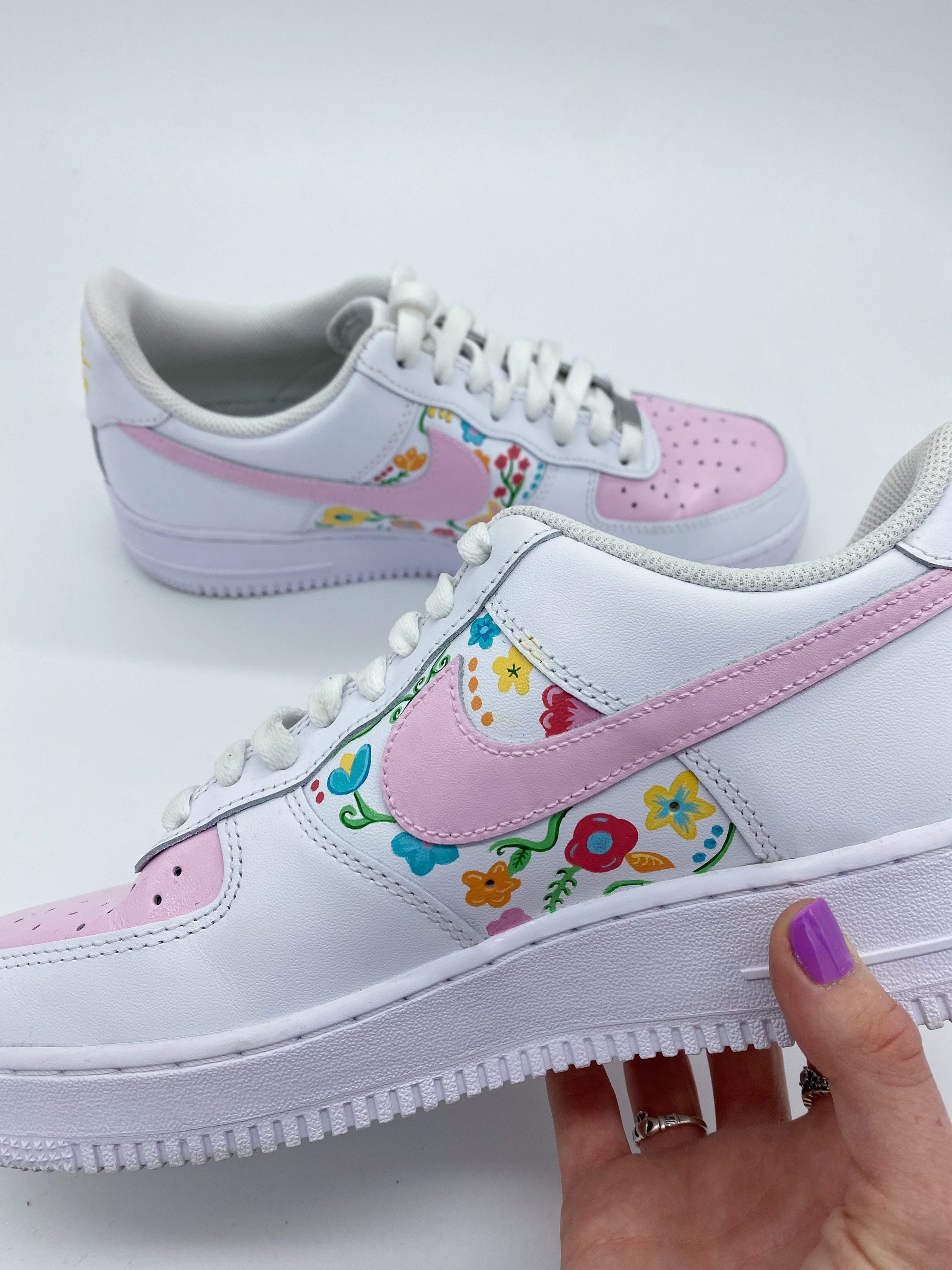 Custom Hand-painted Flower Nike Air Force 1’s - Etsy
