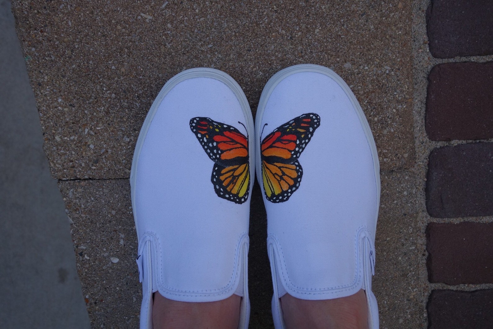 Hand Painted Monarch Butterfly Vans | Etsy