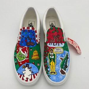 Custom Hand Painted Christmas Themed Vans - Etsy
