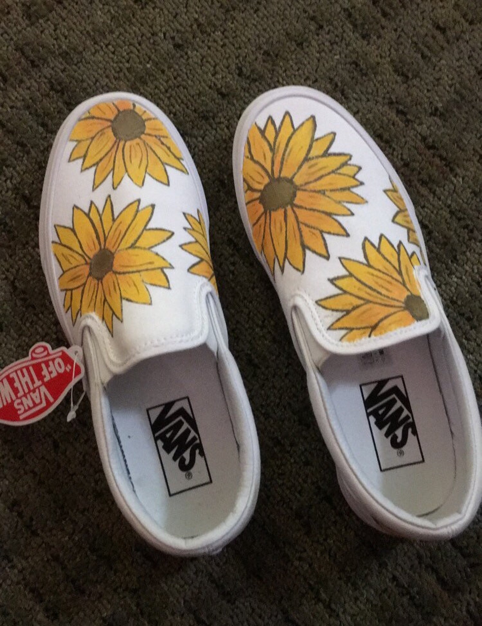 Custom Hand Painted Sunflower Vans - Etsy