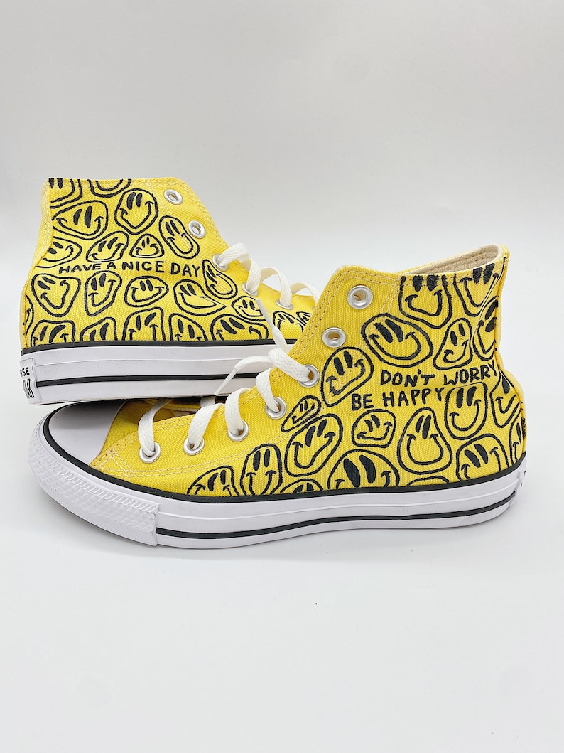 Custom Hand Painted Smiley have a Nice Day Converse | Etsy