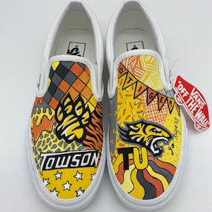 Custom Hand Painted Towson University Slip on Vans - Etsy