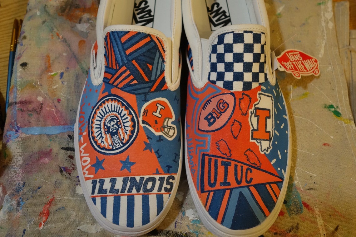 Hand Painted University of Illinois Urban Champaign Vans - Etsy