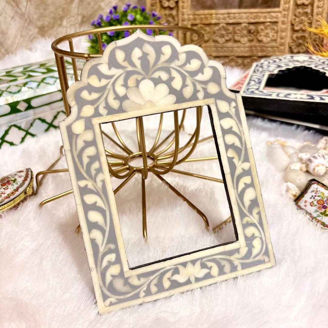 GREY Bone Inlay Frame – Rajasthani Arch Design, Camel Bone, Wall Decor ...