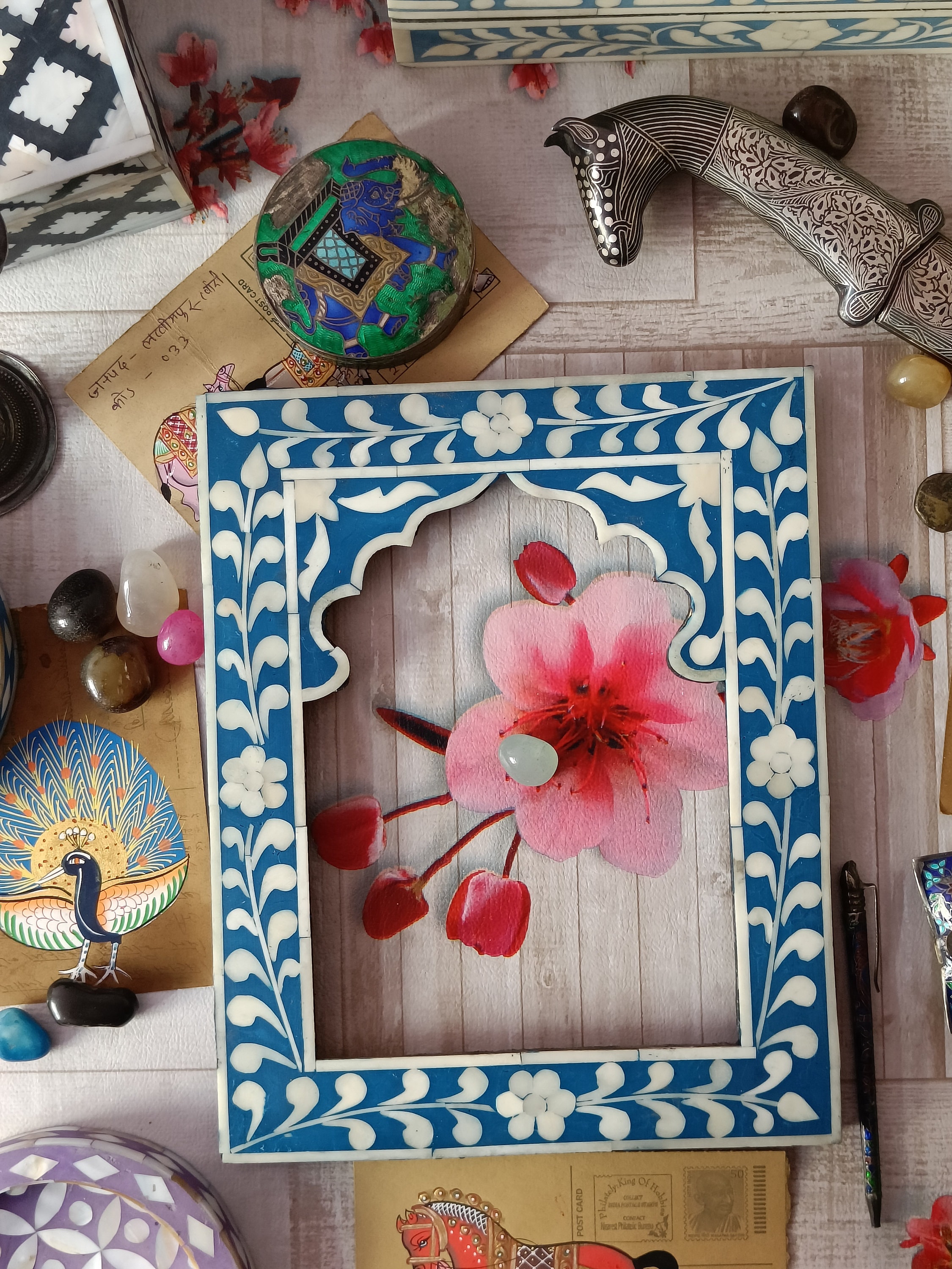 Traditional Arch Camel Bone Inlay Picture Frame Home Decor Showcase ...