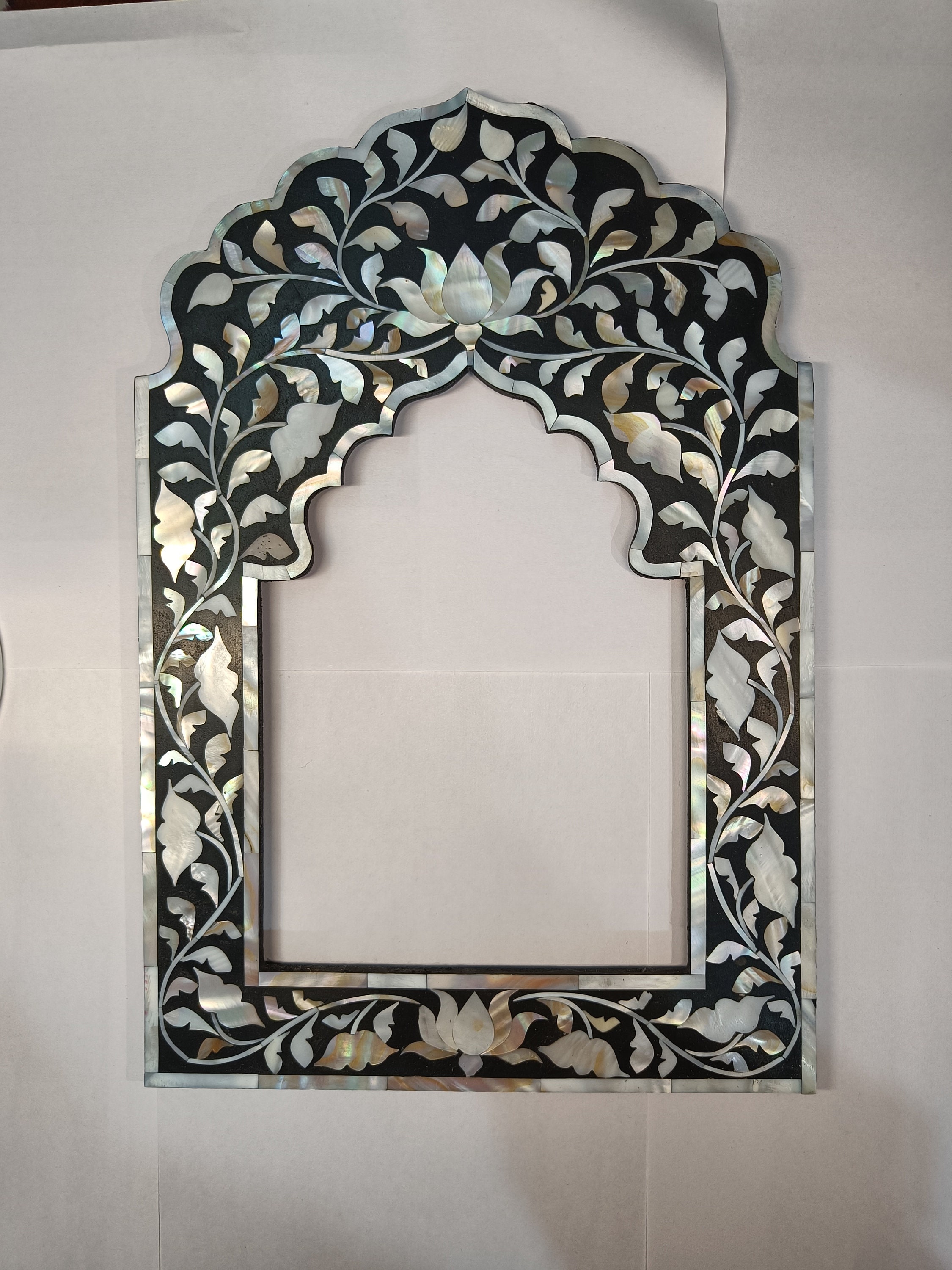 Handcrafted Lotus Flower Inlay Frame in Black - Etsy