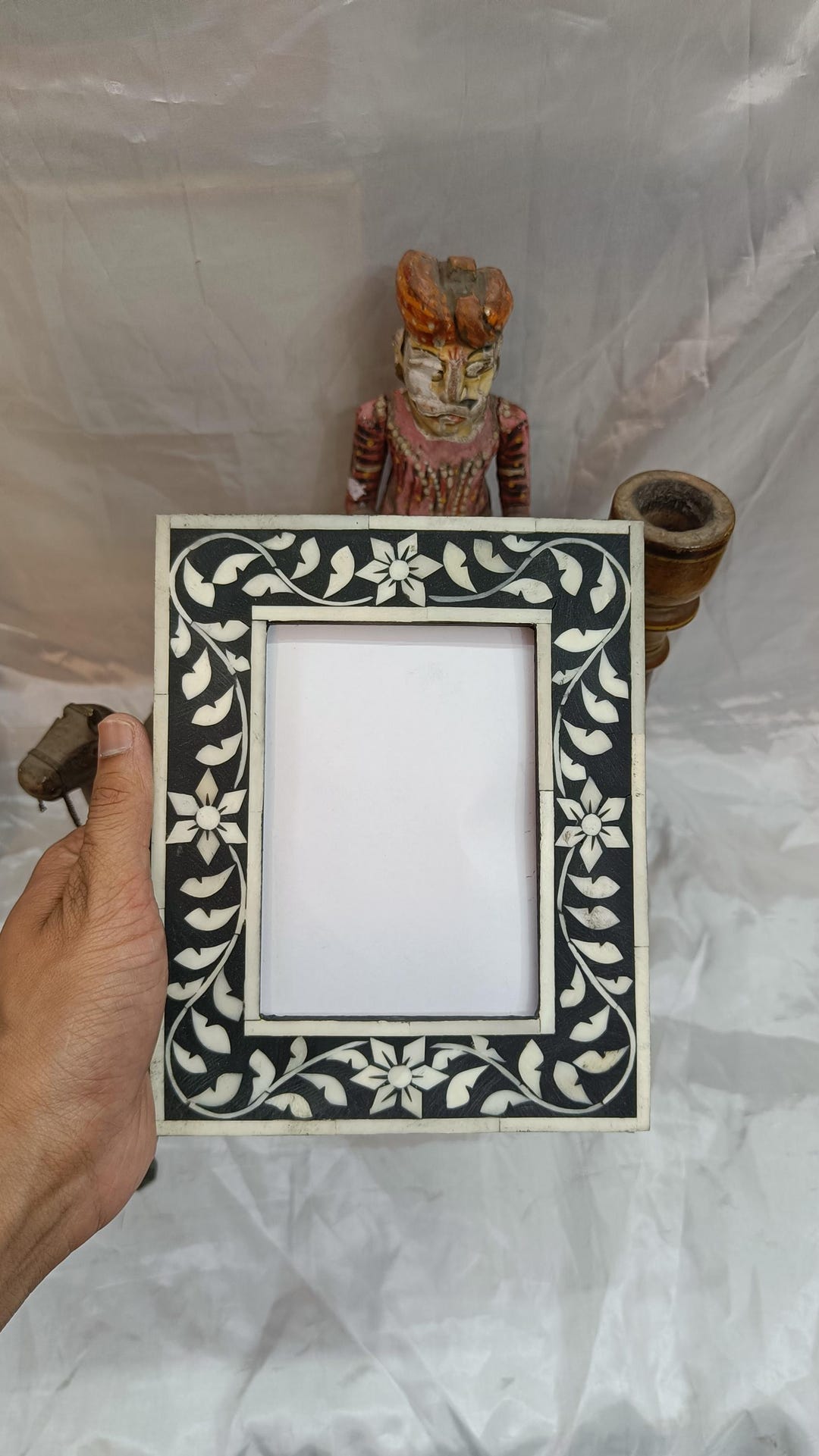Handcrafted Bone Inlay Picture Frame: Floral Home Decor - Etsy