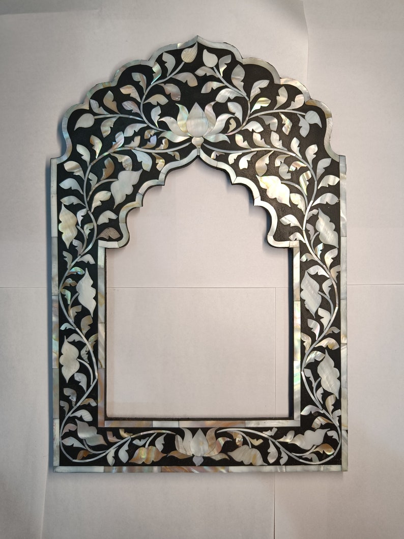 Handcrafted Lotus Flower Inlay Frame in Black - Etsy