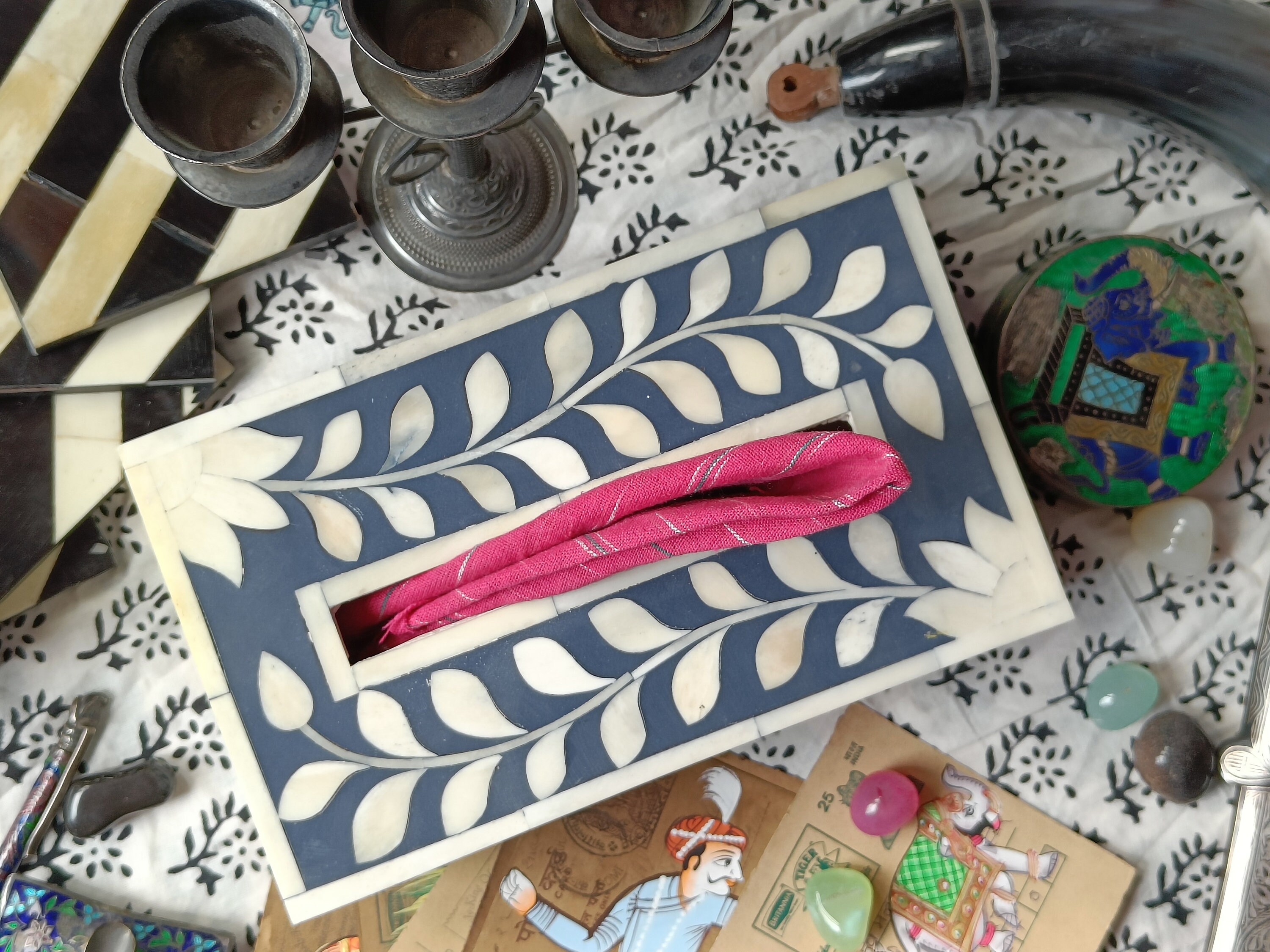 Chic and Elegant Bone Inlay Tissue Box an Artistic Addition to Your ...