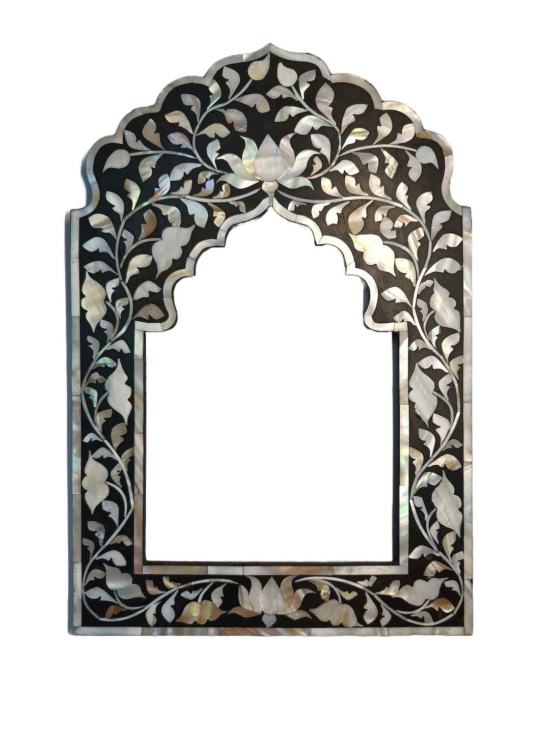 Handcrafted Lotus Flower Inlay Frame in Black - Etsy