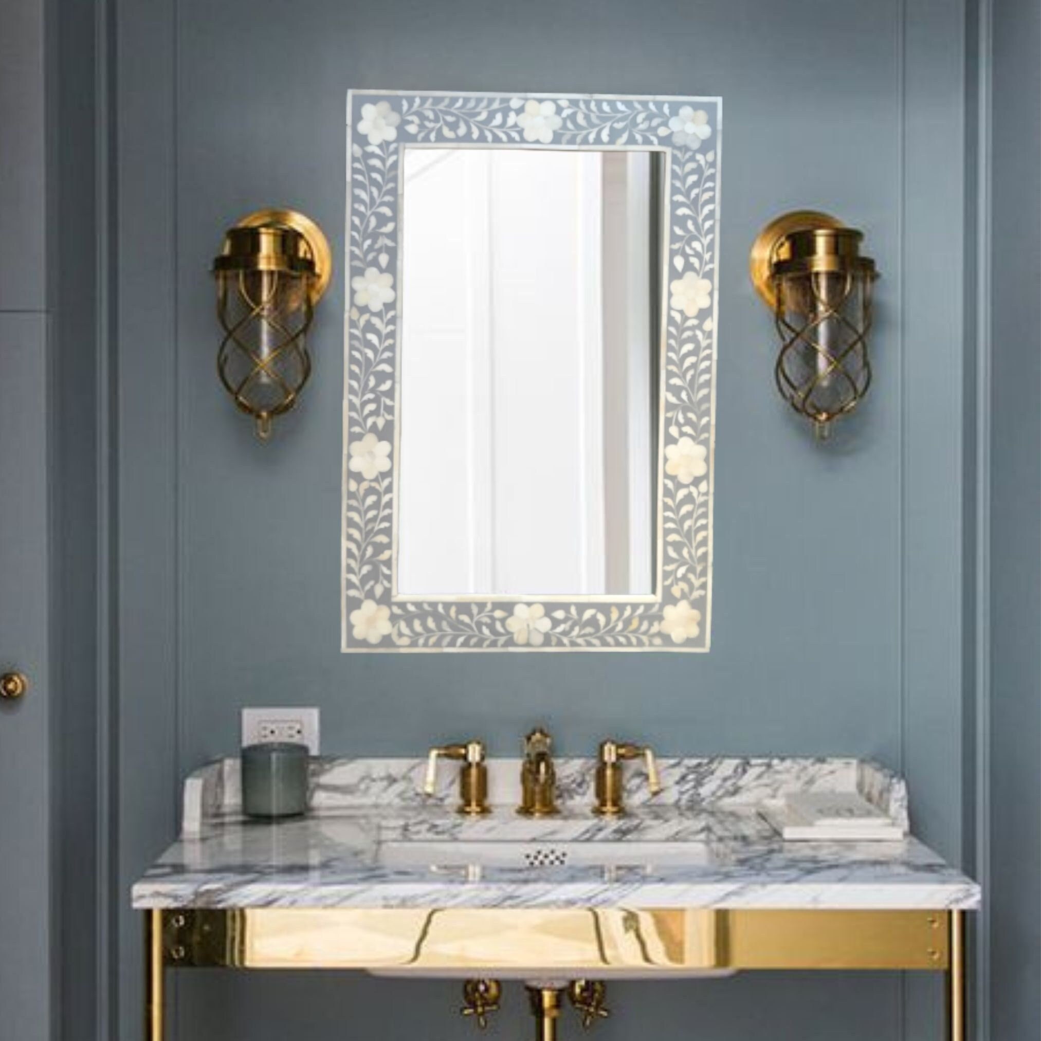 Camel Bone Inlay Frame /bone Inlay Frame/wall Decor Frame / Grey Bone ...