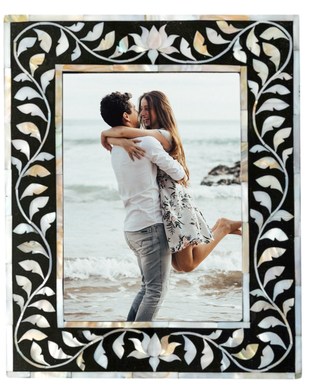 Elegant 8x10 Mother of Pearl Inlay Photo Frame - Handcrafted Mother of ...