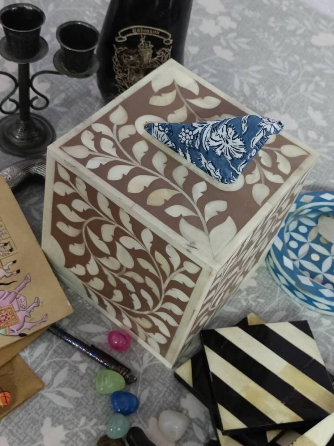 Chic and Elegant Bone Inlay Tissue Box an Artistic Addition to Your ...