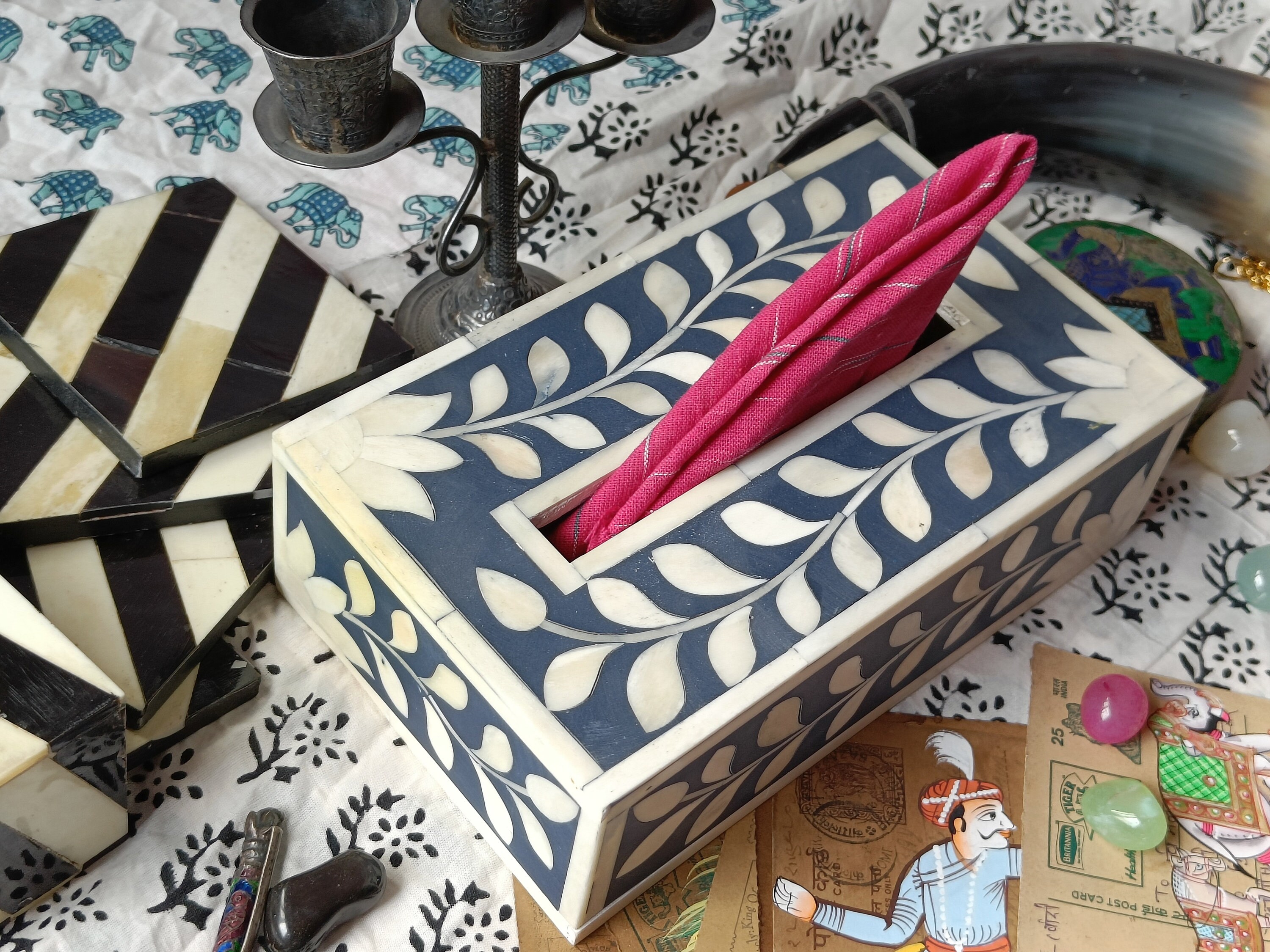 Chic and Elegant Bone Inlay Tissue Box an Artistic Addition to Your ...